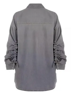 DARKPARK Gathered-sleeve Denim Shirt - Grey