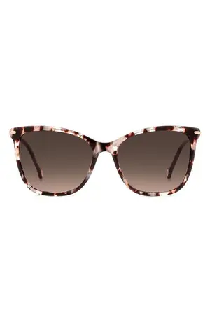 Carolina Herrera 57mm Rectangular Sunglasses - Pink Havana Red/brown Sf