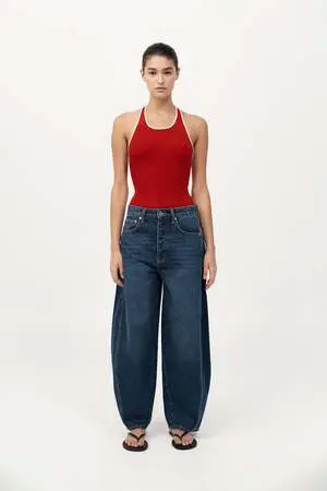 ST. AGNI Fine Line Halter Top - Red
