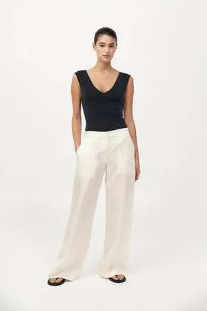 ST. AGNI Silk Twill Trousers - Milk