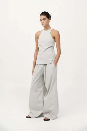ST. AGNI Racerback Top With High Neckline And Open Back - Silver