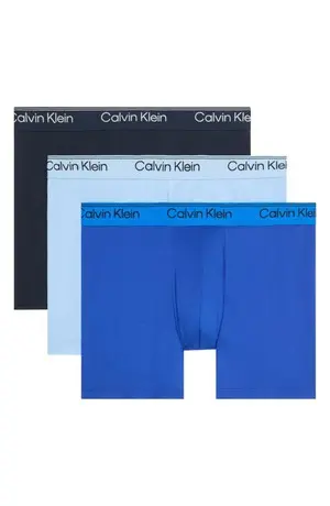 Calvin Klein Assorted 3-pack Microfiber Boxer Briefs - Shoreline/royalty/blue Bell