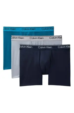 Calvin Klein Assorted 3-pack Microfiber Boxer Briefs - Sleet/teal Marine/shoreline