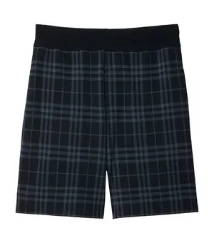 Burberry Stretch-cotton Check Shorts - Navy