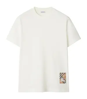 Burberry Burberry Cotton Check-Trim T-Shirt Ivory