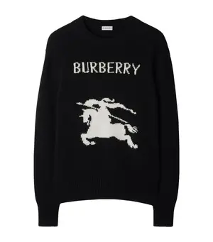 Burberry Equestrian Knight Wool-cashmere Sweater - Black