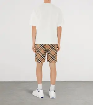 Burberry Woven Twill Check Shorts - Beige