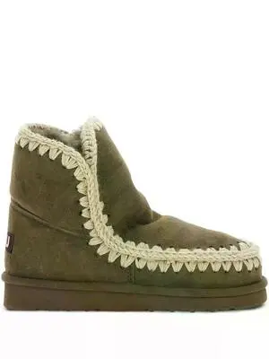 Mou Logo-patch Suede Boots - Green
