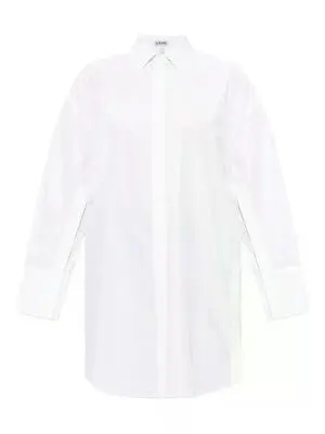 Loewe Logo-embroidered Cotton Midi Shirt Dress - White