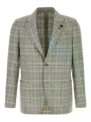 LARDINI Checked-pattern Single-button Blazer