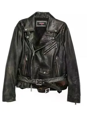 Dsquared2 Belted Leather Biker Jacket