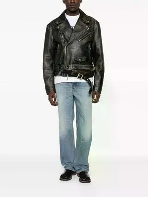 Dsquared2 Belted Leather Biker Jacket