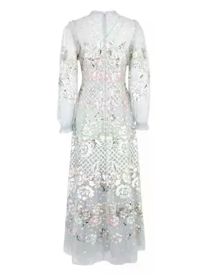 NEEDLE & THREAD Rosalie Sequin-embellished Floral Dress - Blue