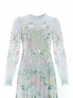 NEEDLE & THREAD Rosalie Sequin-embellished Floral Dress - Blue