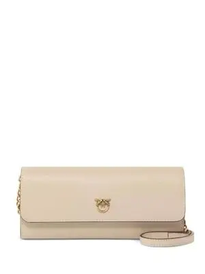 Pinko Chain-strap Leather Wallet - Neutrals