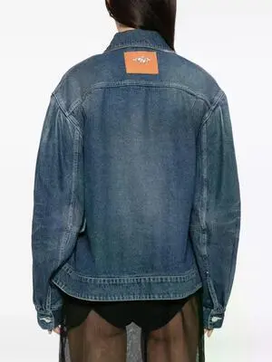 Simone Rocha Pearl-embellished Belted Denim Jacket
