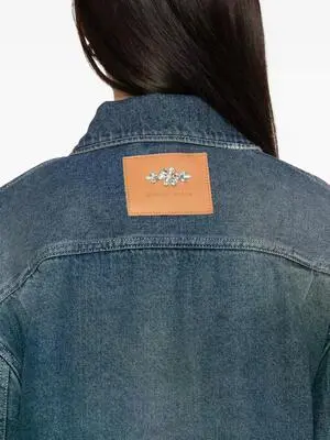 Simone Rocha Pearl-embellished Belted Denim Jacket