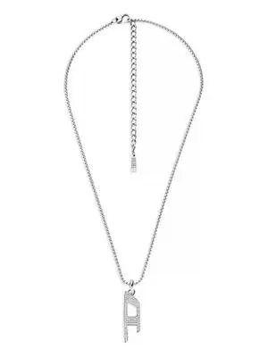 DIESEL® Steel Crystal-pavé Pendant Necklace - Grey