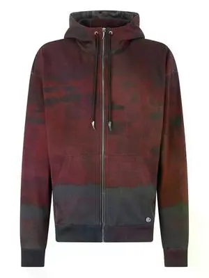 Roberto Cavalli Hooded Abstract-print Zip-up Sweatshirt - Red