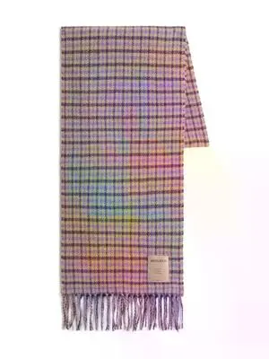 Woolrich Check-pattern Fringed Scarf - Purple