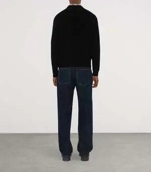 Burberry Wool-cashmere Equestrian Knight Jacquard Knit Crewneck Sweater - Black