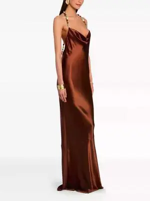 Retrofete Finley Cowl-neck Beaded-strap Maxi Dress