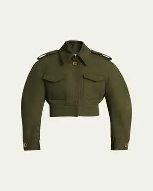 Givenchy Cropped Cocoon Utility Jacket - Khaki
