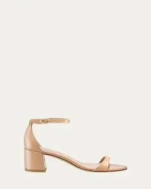 STUART WEITZMAN Nudist Patent Ankle-wrap Low Sandals - Adobe