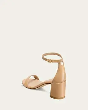 STUART WEITZMAN Nudist Patent Ankle-wrap Low Sandals