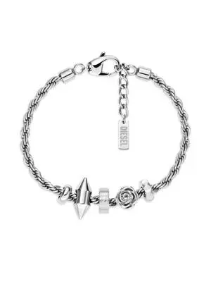 Diesel Rope-chain Charm Bracelet - Grey