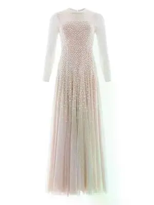 NEEDLE & THREAD Sequin-embellished Round-neck Gown
