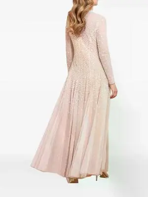 NEEDLE & THREAD Sequin-embellished Round-neck Gown
