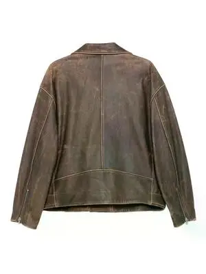 MANOKHI Kaisa Belted Leather Biker Jacket - Brown