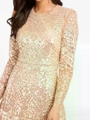 NEEDLE & THREAD Aurora Sequin-embellished Tiered Gown - Neutrals