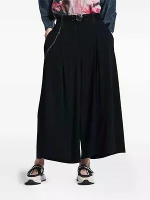 High Pleated Wide Leg Trousers With Chain Detail