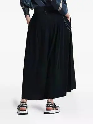 High Pleated Wide Leg Trousers With Chain Detail