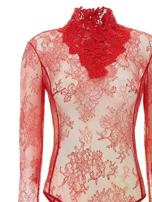 Blumarine Floral-lace High-neck Bodysuit