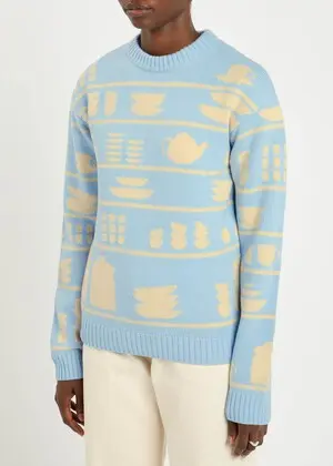 JW Anderson Crockery-intarsia Wool Jumper - Multicoloured