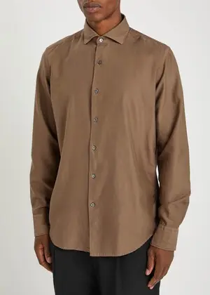 Canali Cotton-blend Shirt - Beige