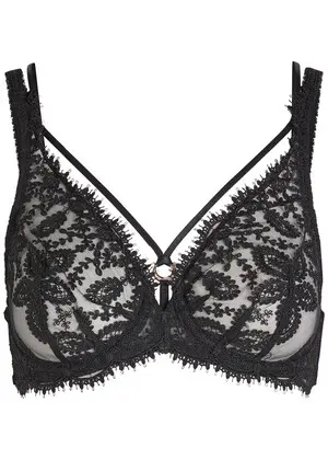 Simone Perele Précieuse Floral-embroidered Tulle Underwired Bra - Black