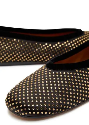FORTE_FORTE Crystal-embellished Satin Ballerina Flats