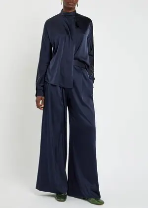 FORTE_FORTE Pleated Stretch-silk Trousers
