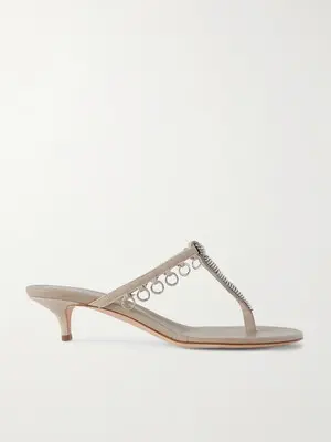Christopher Esber Pierced Embellished Suede Sandals