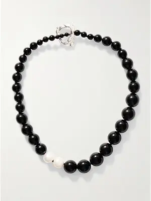 Completedworks Recycled Silver, Onyx, And Pearl Necklace - Black