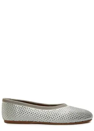 FORTE_FORTE Crystal-embellished Satin Ballet Flats