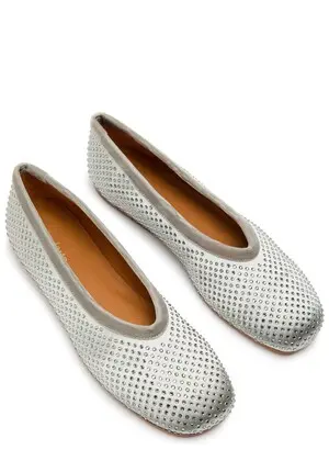 FORTE_FORTE Crystal-embellished Satin Ballet Flats