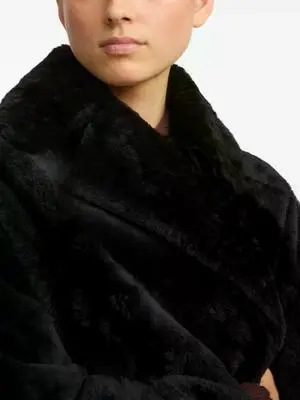 YVES SALOMON Double-breasted Shearling Jacket - Black