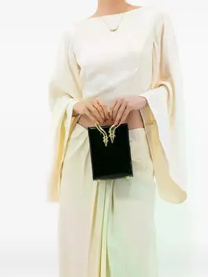 OKHTEIN Mini Patent Leather Tote Bag With Sculpted Handle