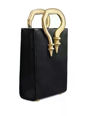 OKHTEIN Mini Patent Leather Tote Bag With Sculpted Handle
