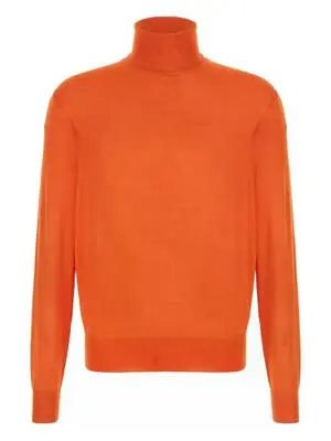 Saint Laurent Turtleneck Long Sleeve Sweater - Orange